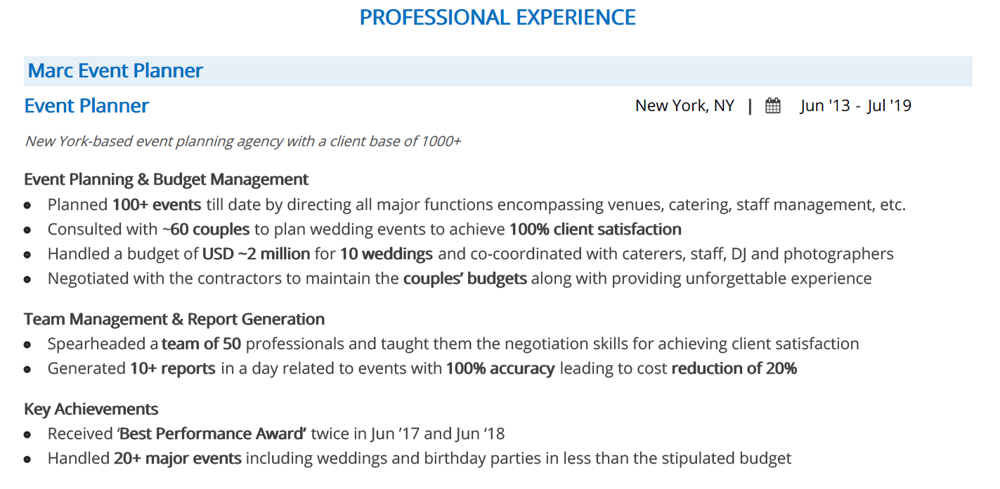 Sample Of Event Planner Resume Classles Democracy