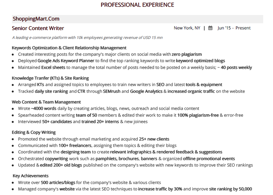 Best Content Writer Resume Guide For 2022 10 Examples 
