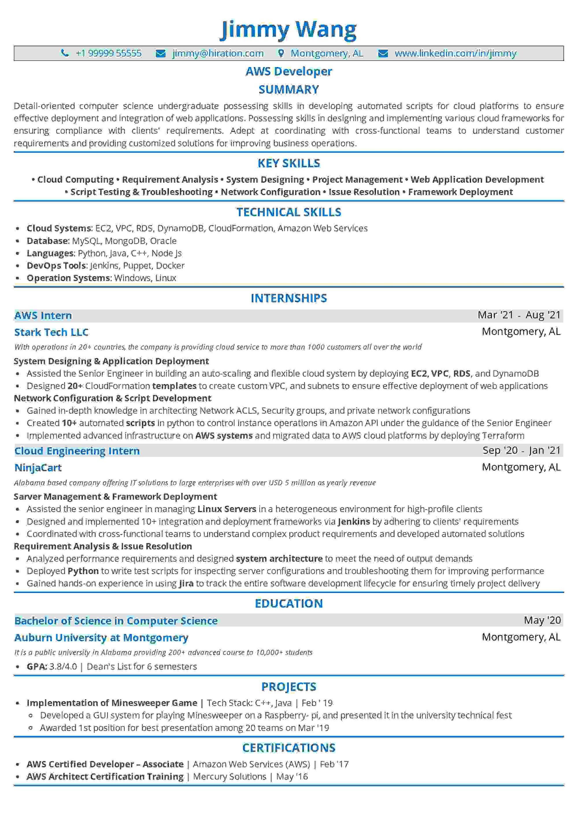 AWS Resume The 2022 Guide With 10 Examples Complete Sample 2022 