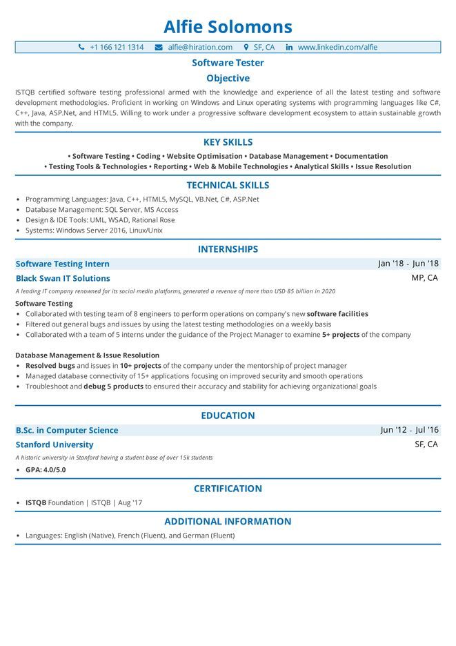 Software Tester Resume 2023 Guide With 10 Examples Samples