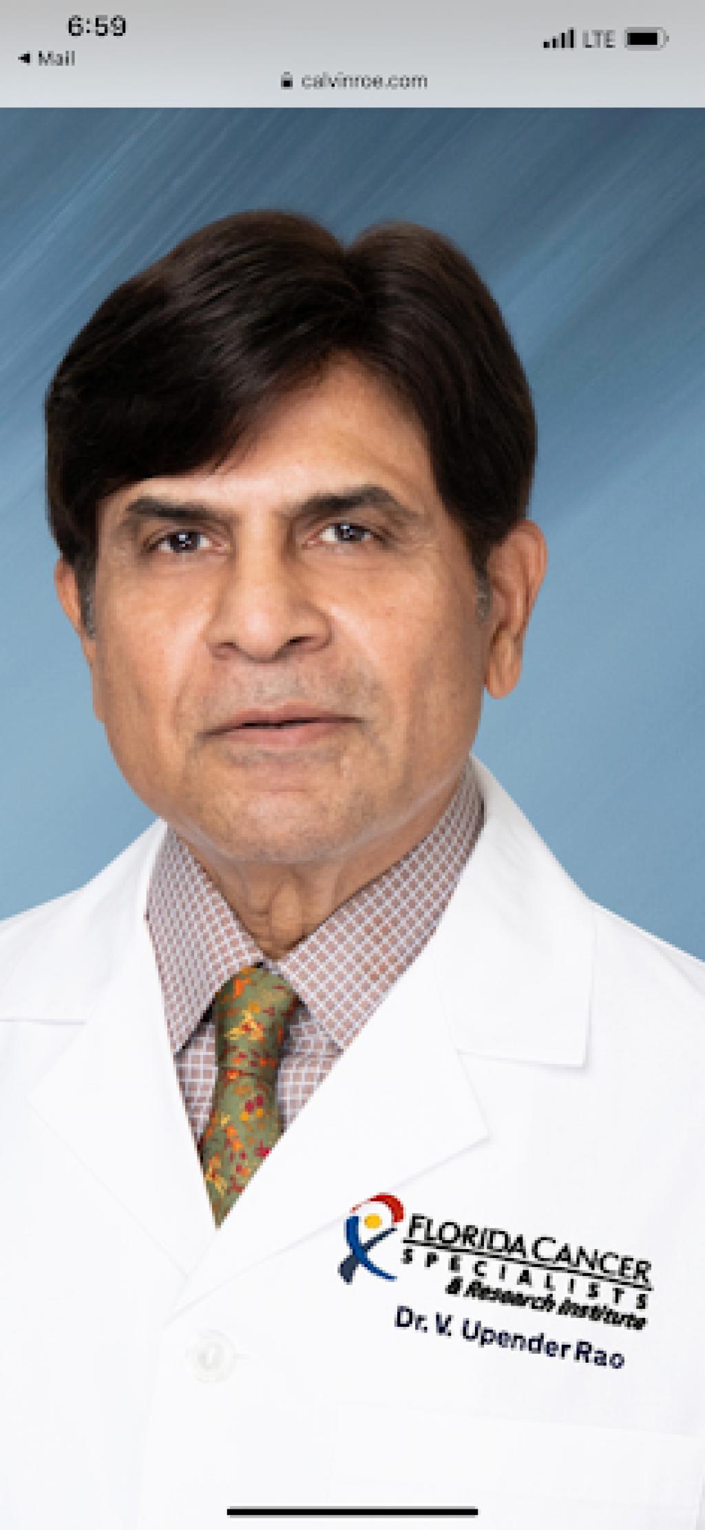 V. Upender Rao, MD, FACP, an Oncologist with Florida Cancer Specialists ...