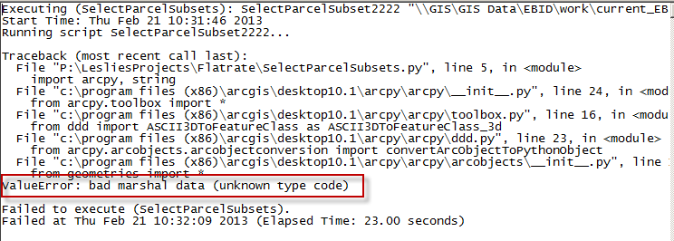Error Valueerror Bad Marshal Data When Running Python Script