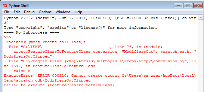 Error: 000210 Cannot create output when running Python scripts that ...