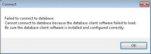 Error: Failed to connect to database. Cannot connect to database ...