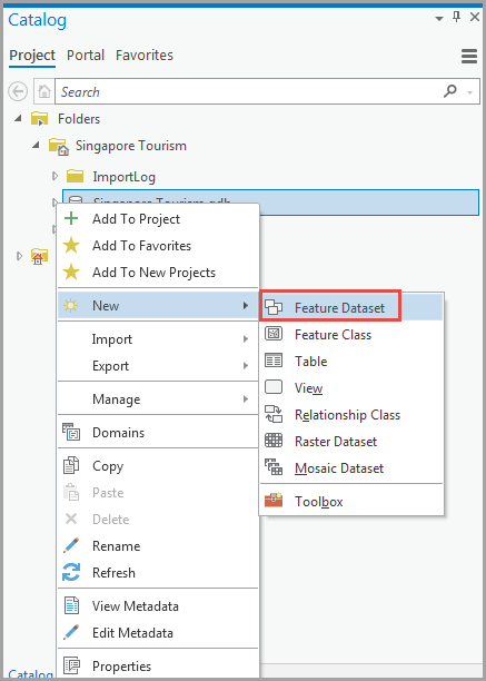 Problem: The Feature Dataset option is disabled in ArcGIS Pro 2.6