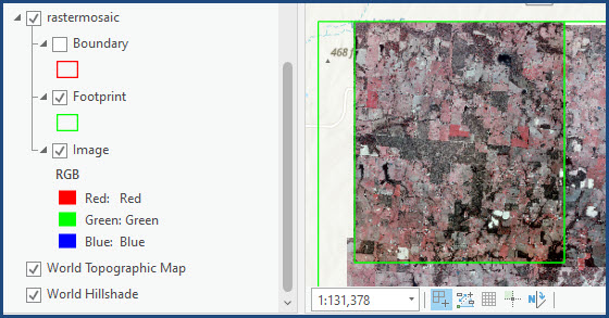 Problem: The mosaic layer displays as a checkerboard in ArcGIS Pro