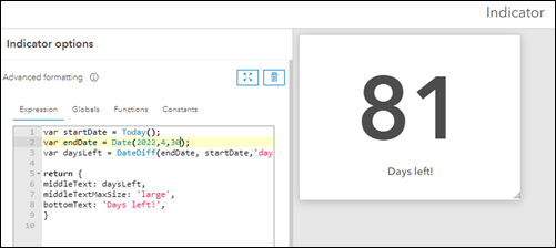How To Display A Countdown In The Indicator Element Using Arcade In Arcgis Dashboards