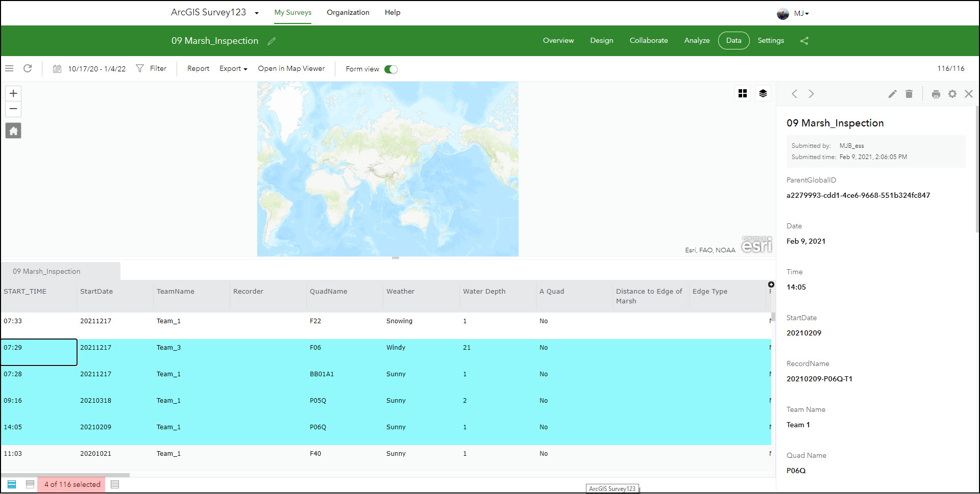 How To Select Multiple all Existing Records On Survey123 Website