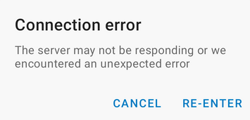 Error: The server may not be responding or we encountered an unexpected ...