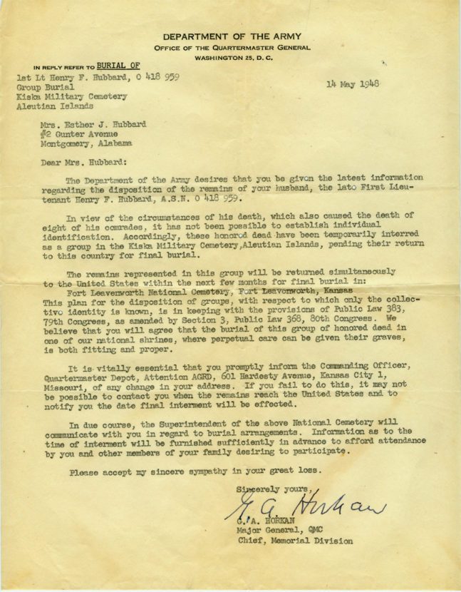 Department of the Army notification letter. - KTOO