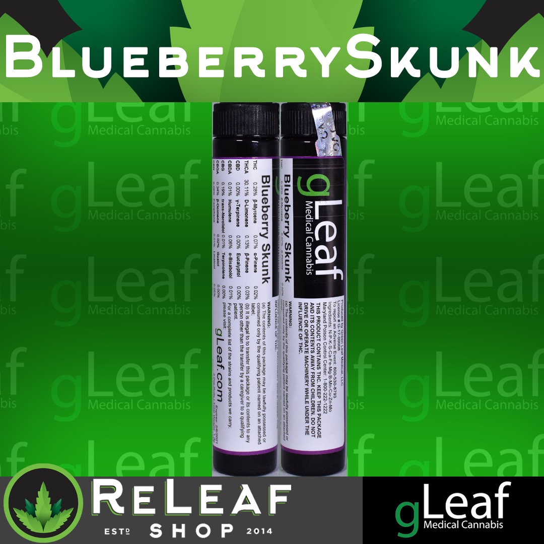 Green Leaf Medical (gLeaf): Blueberry Skunk Pre-Roll 1g | Leafly