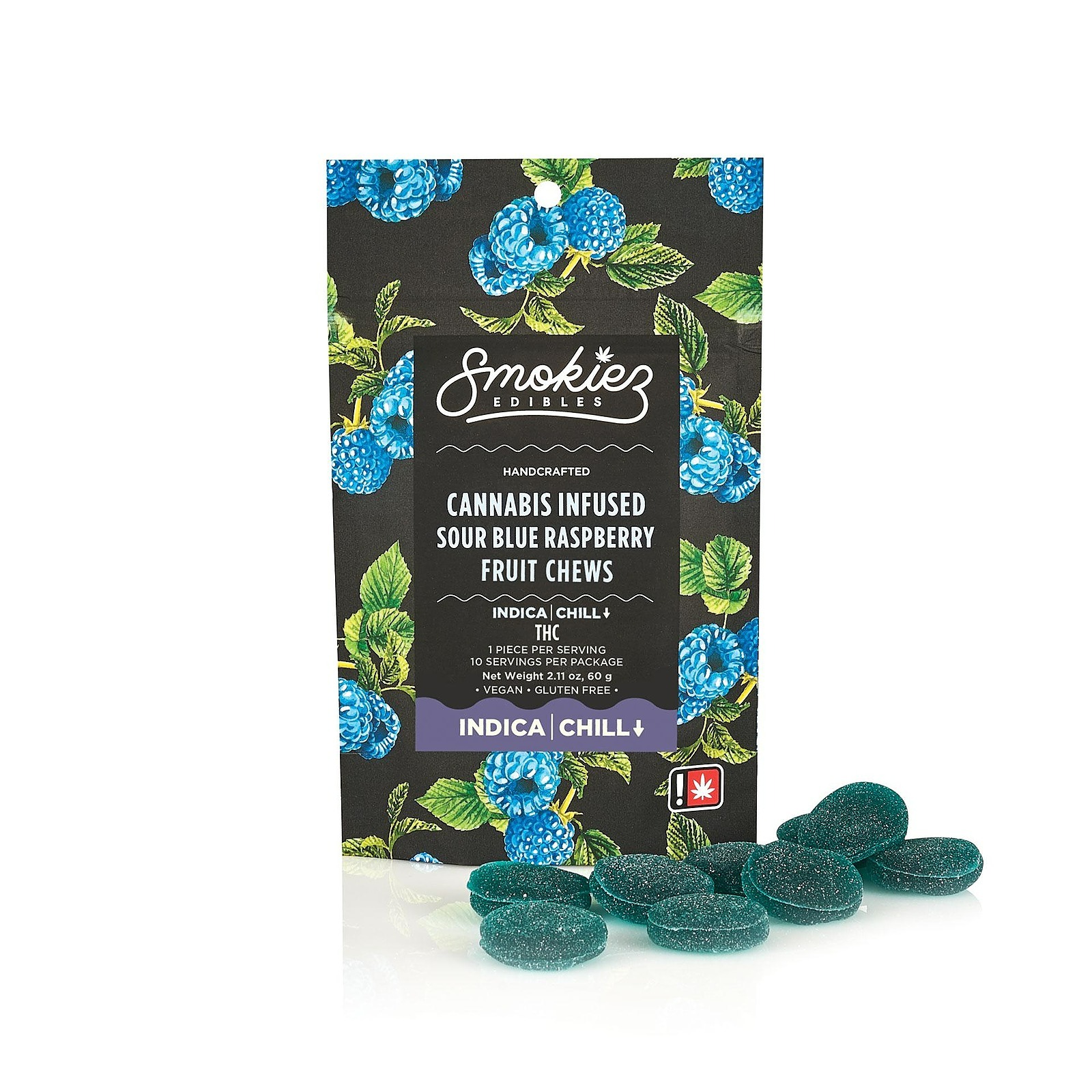 Smokiez Edibles: Sour Blue Raspberry Indica 100mg THC Fruit Chews ...