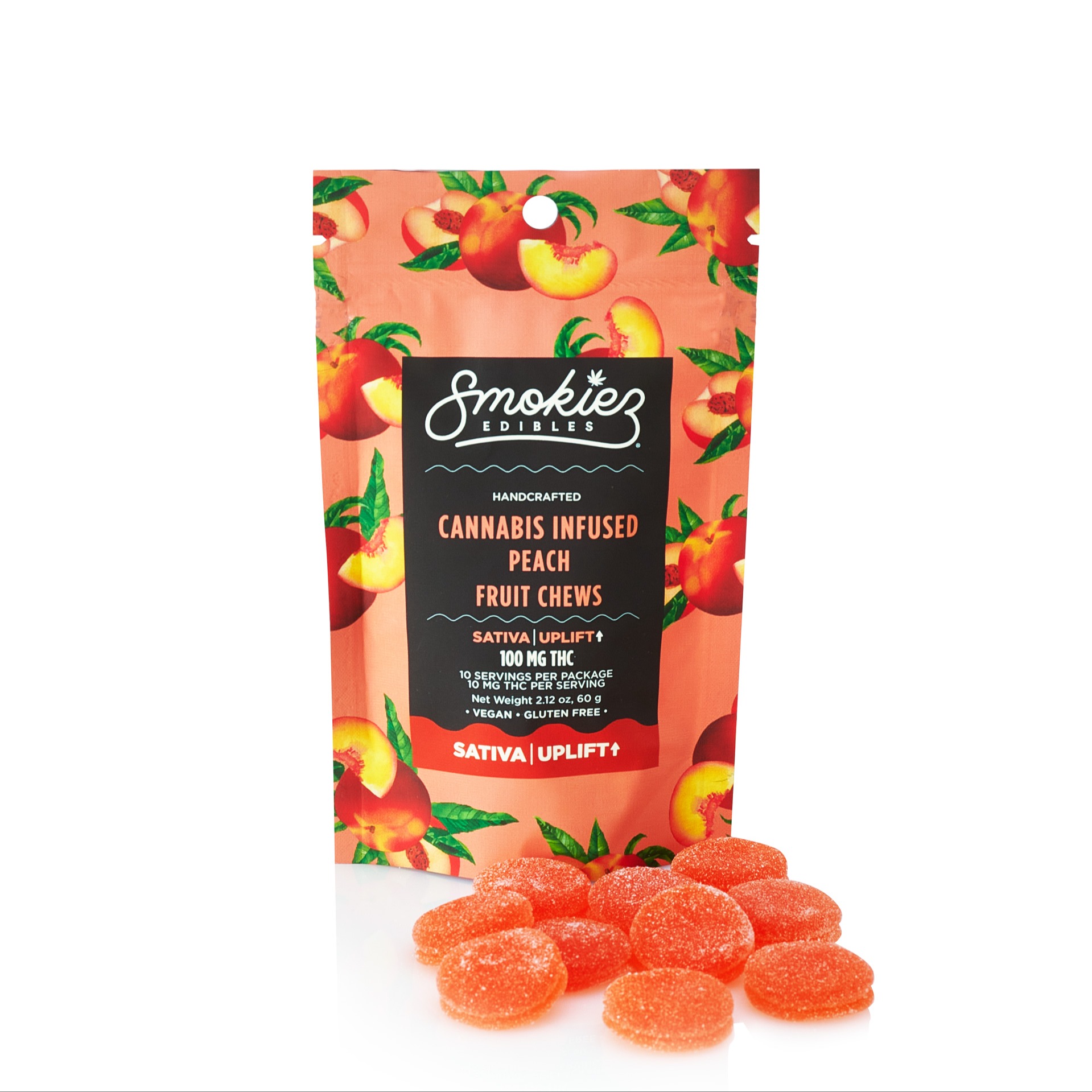Smokiez Edibles: Peach Sativa 100mg THC Fruit Chews - Arizona | Leafly