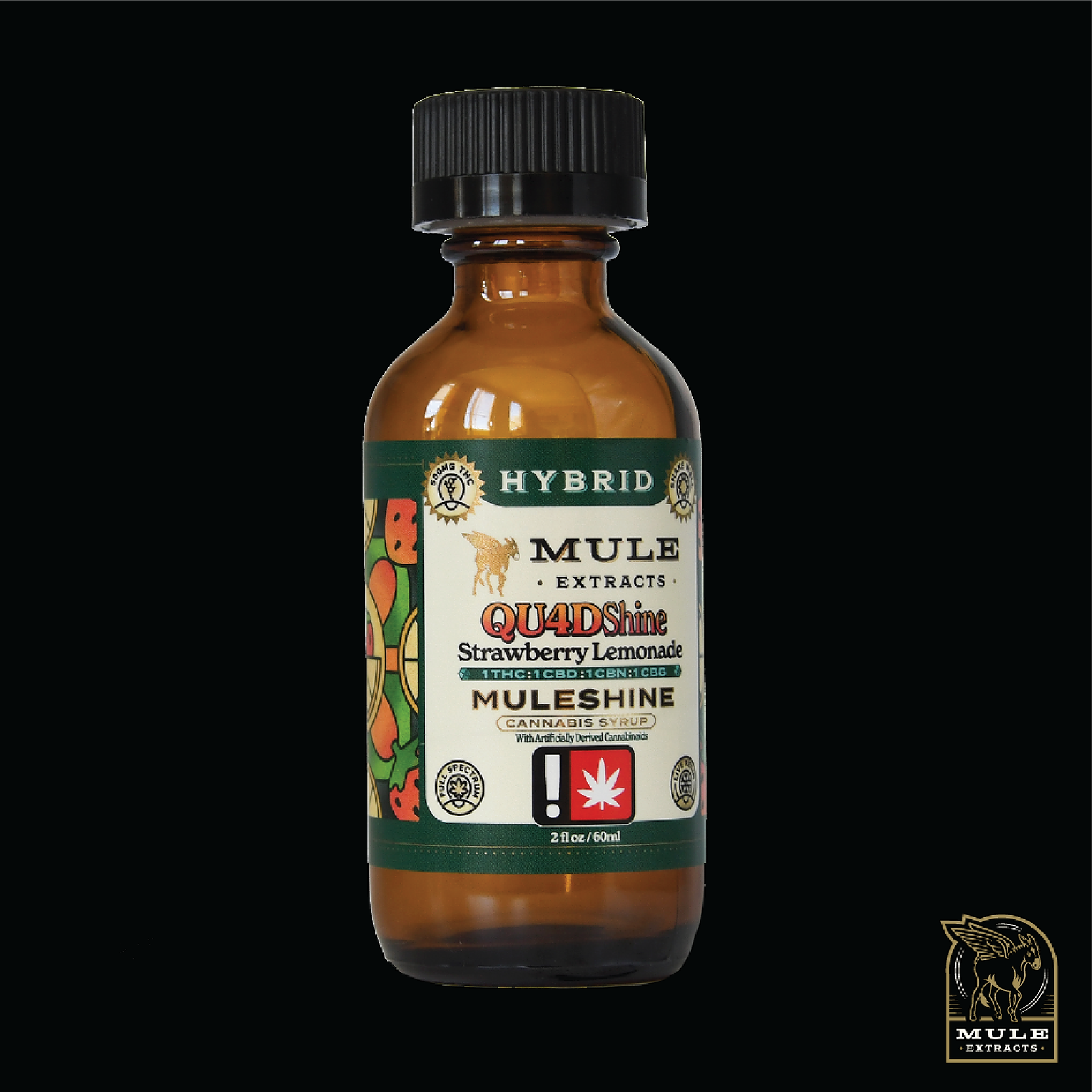 Mule Extracts: 500mg Quadshine Strawberry Lemonade 1:1:1:1 THC:CBD:CBN ...