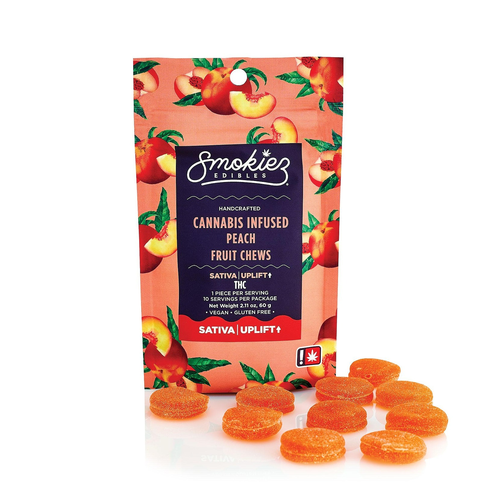 Smokiez Edibles: Peach Sativa 100mg THC Fruit Chews - Oregon | Leafly