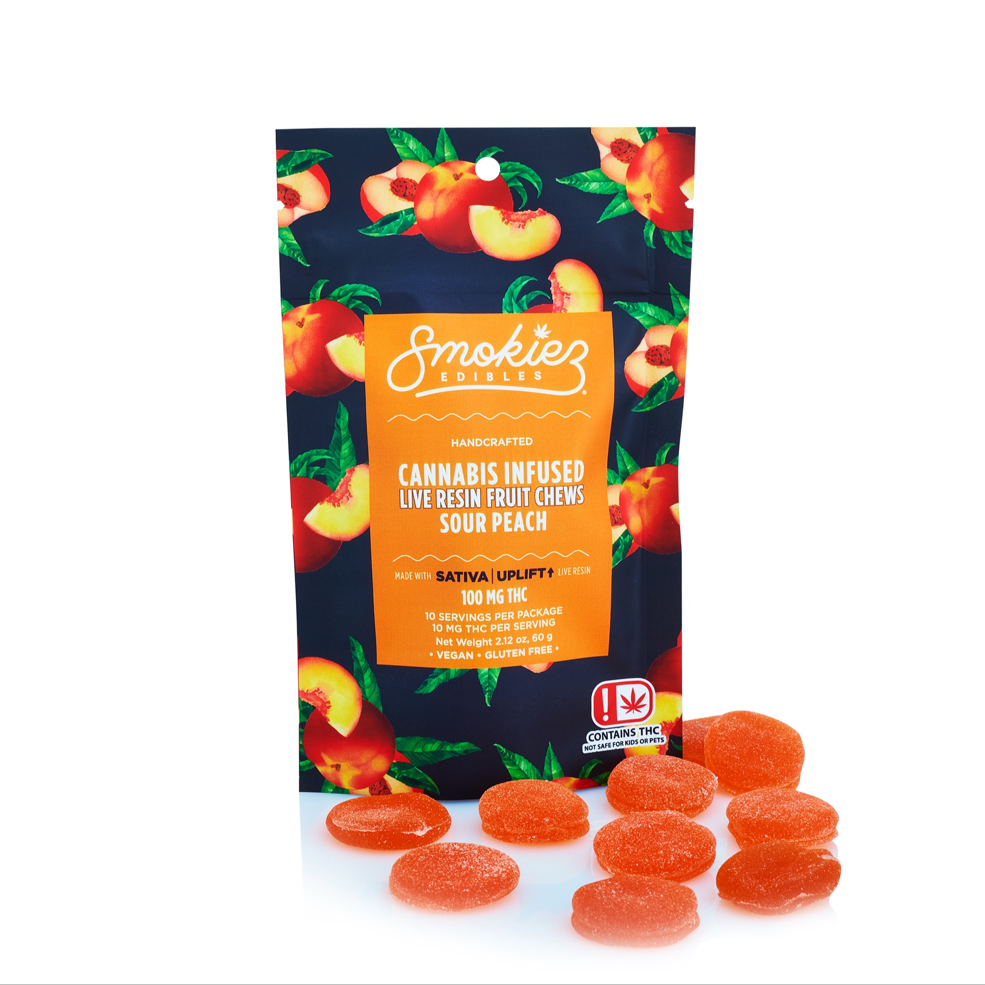 Smokiez Edibles: Sour Peach Sativa 100mg THC Live Resin Fruit Chew ...
