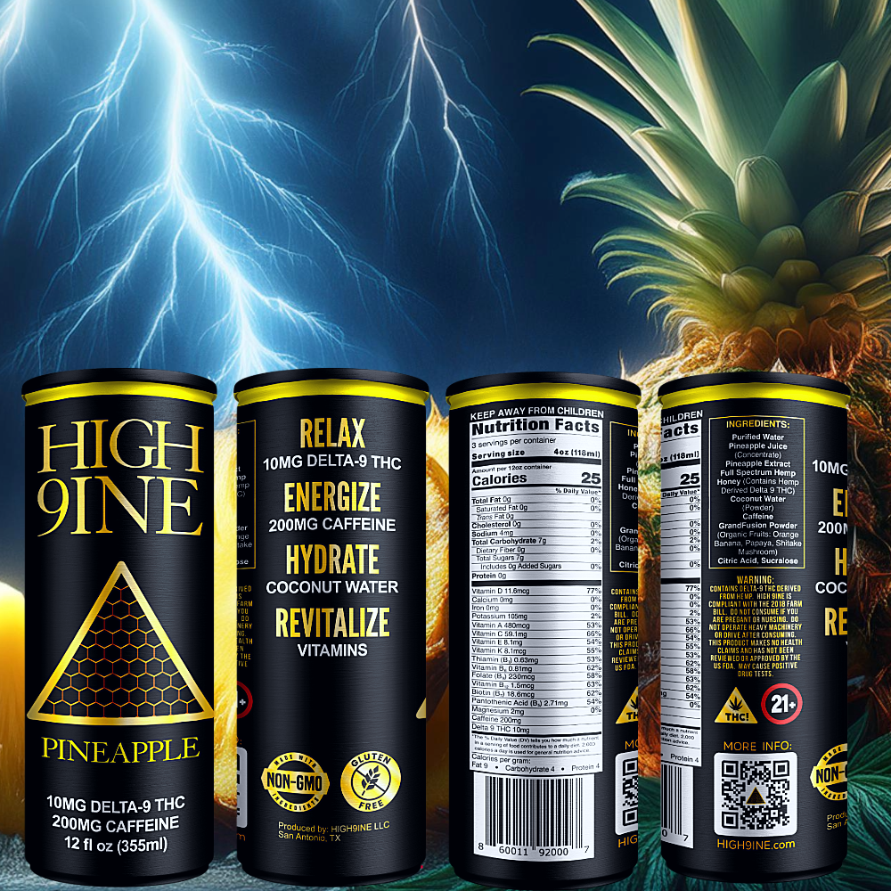 HIGH 9INE: HIGH 9INE - Pineapple 10mg Delta-9 THC + 200mg Caffeine | Leafly