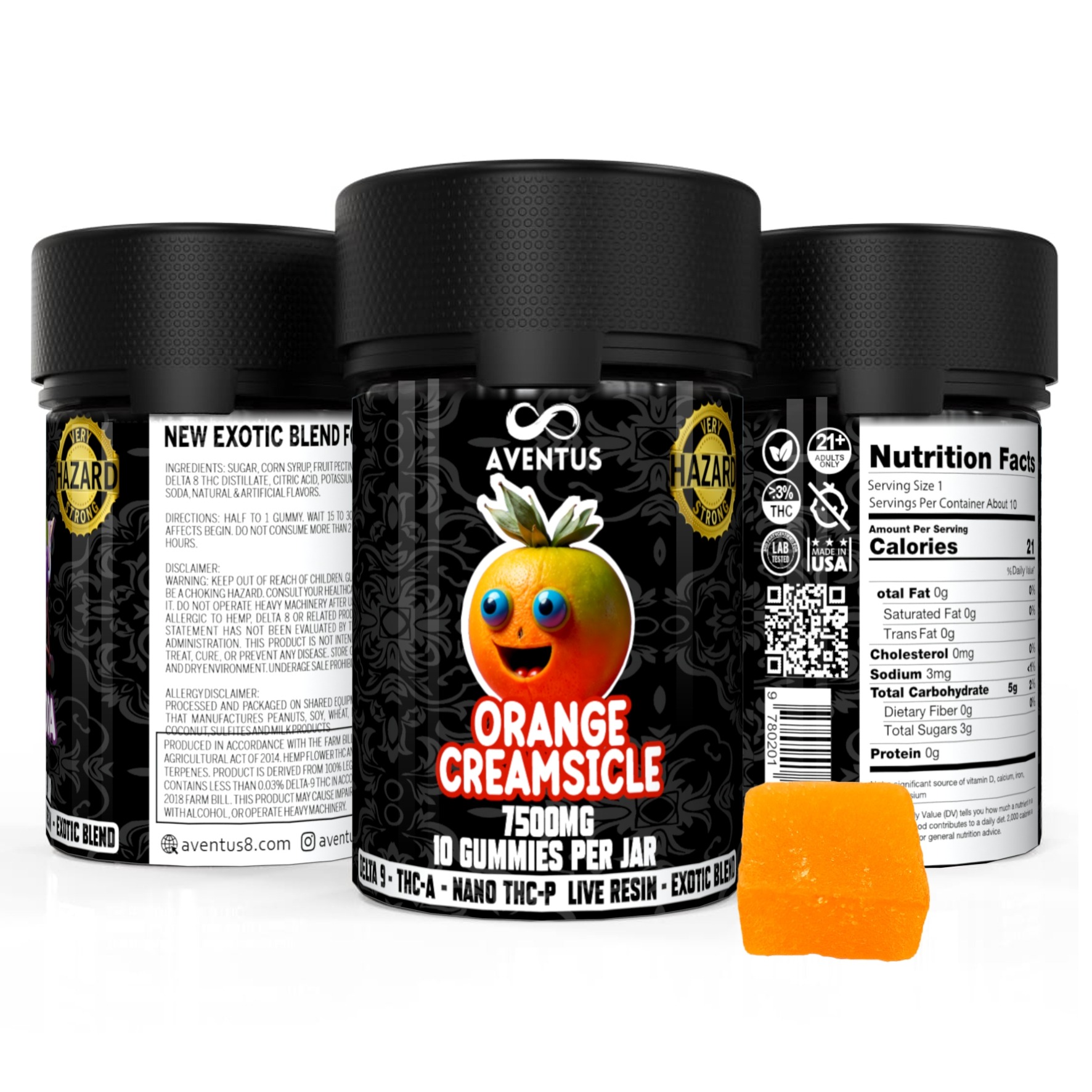 Aventus 8: 7500mg AVENTUS8 GUMMIES ORANGE CREAMSICLE DELTA 9 + THC-A ...