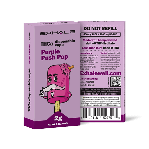EXHALE WELLNESS: Exhale Wellness - Purple Push Pop - THCa + Delta 8 THC ...