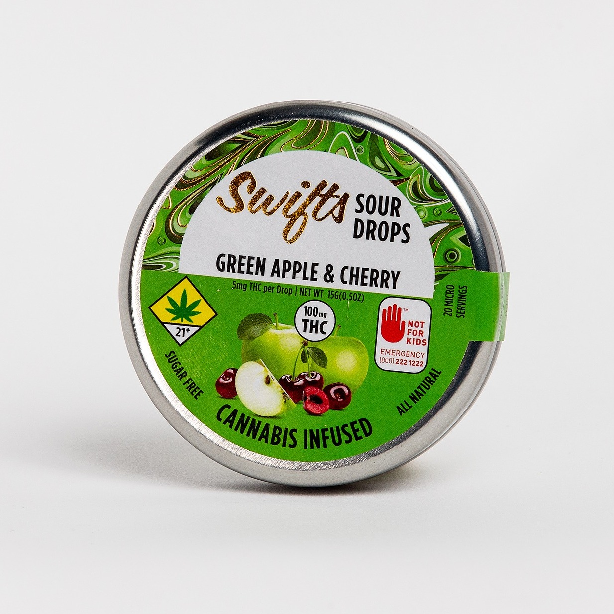 Swifts Coastal Confectionery: Green Apple Cherry Sour Drops (THC) 100mg ...