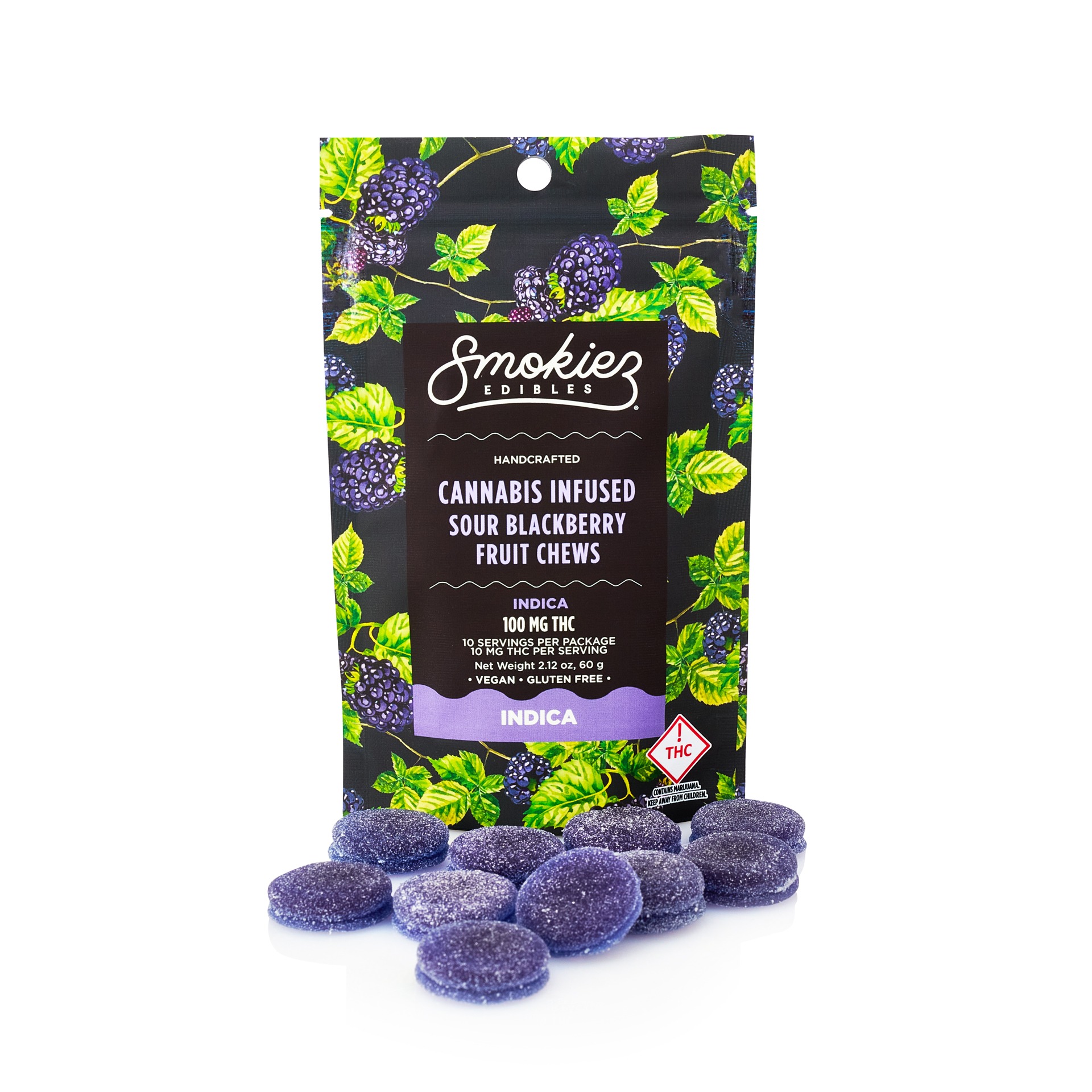 Smokiez Edibles: Sour Blackberry Indica 100mg THC Fruit Chews - Ohio ...