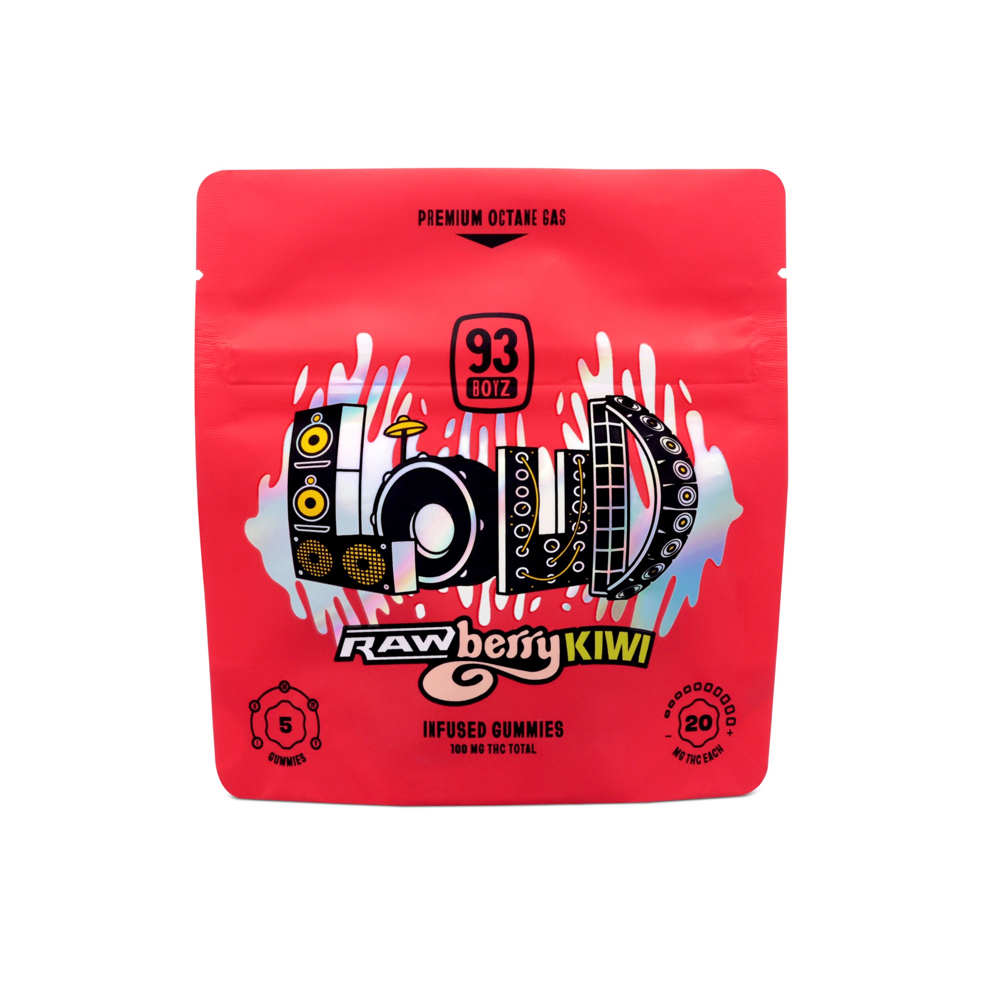 93 Boyz: Rawberry Kiwi Loud Gummies 5 x 20mg | Leafly