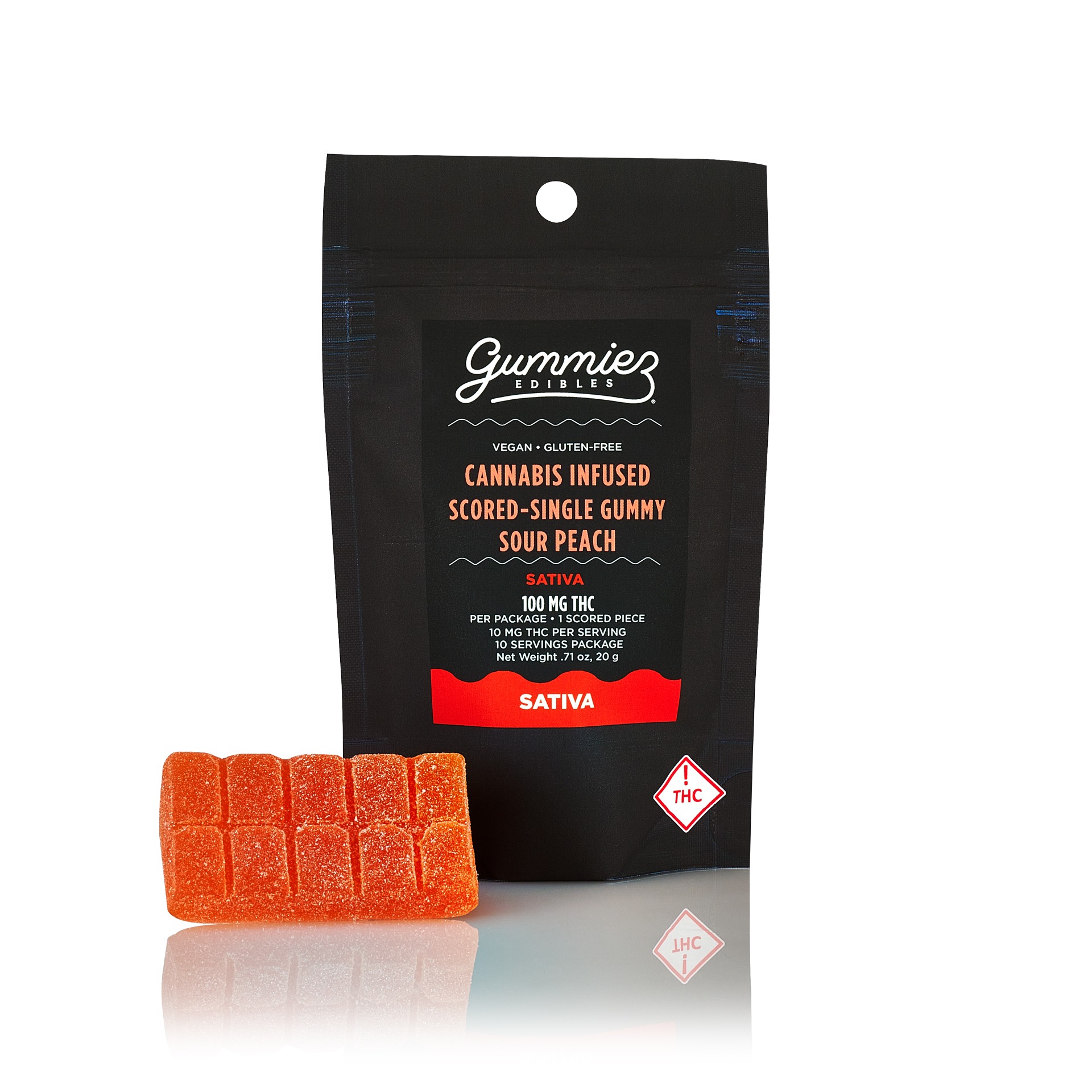 Smokiez Edibles: Sour Peach Sativa Scored-Single Piece 100mg THC Fruit ...