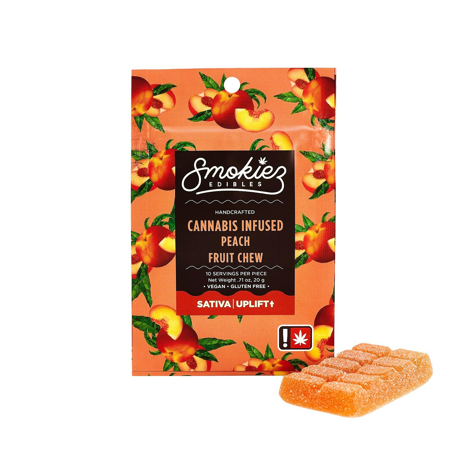 Smokiez Edibles: Peach Sativa 100mg THC Scored Single Piece Fruit Chew ...