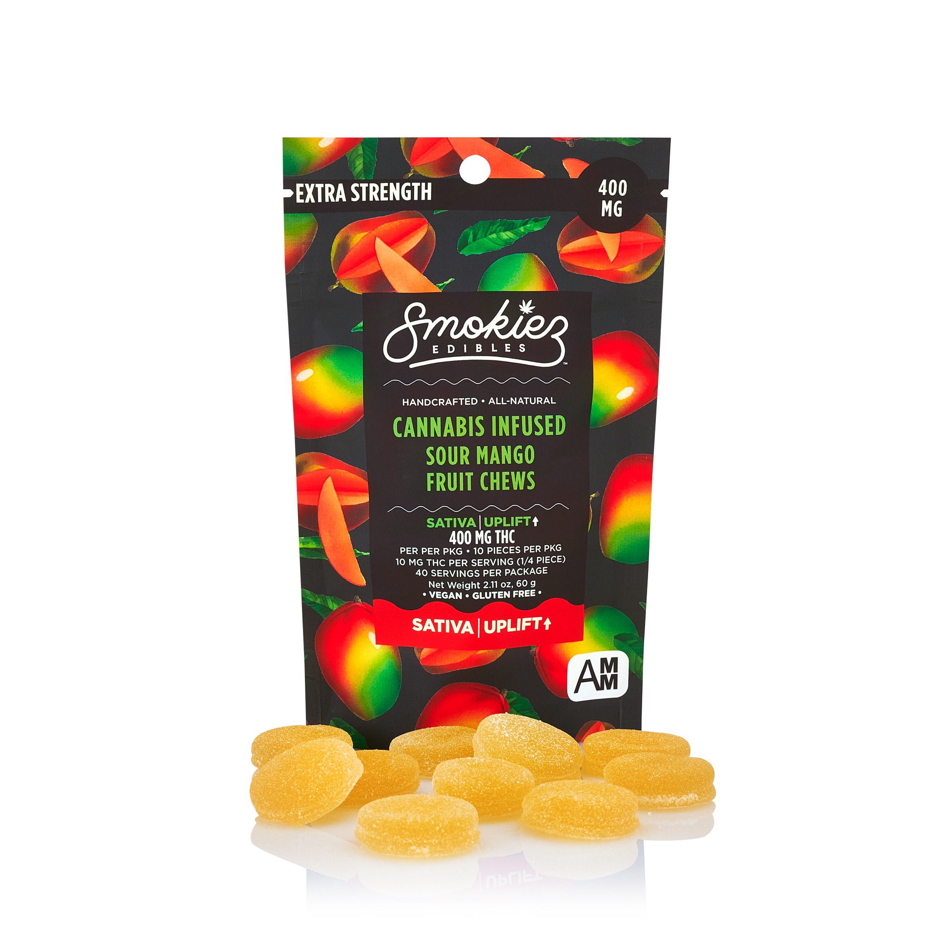 Smokiez Edibles: Extra Strength Sour Mango Sativa 400mg THC Fruit Chews ...