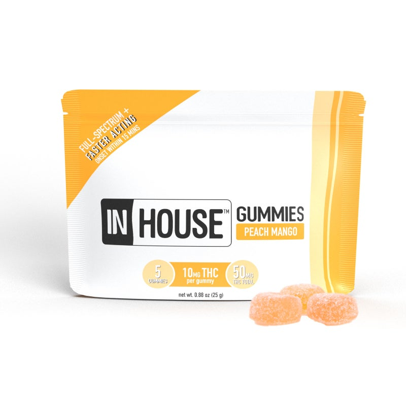 InHouse: Peach Mango 5pk (50mg THC) Gummies | Leafly
