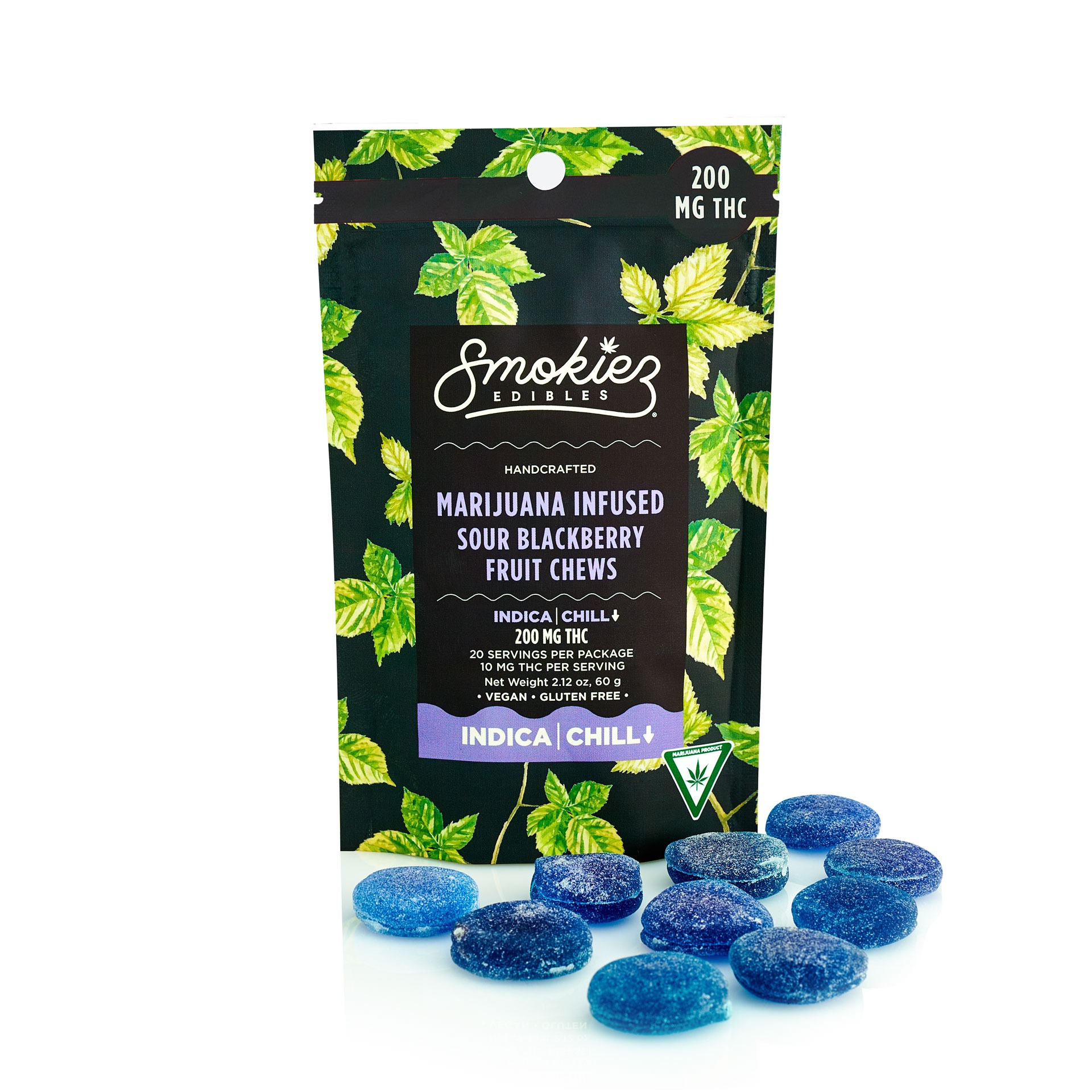 Smokiez Edibles: Sour Blackberry Indica 200mg THC Fruit Chews ...
