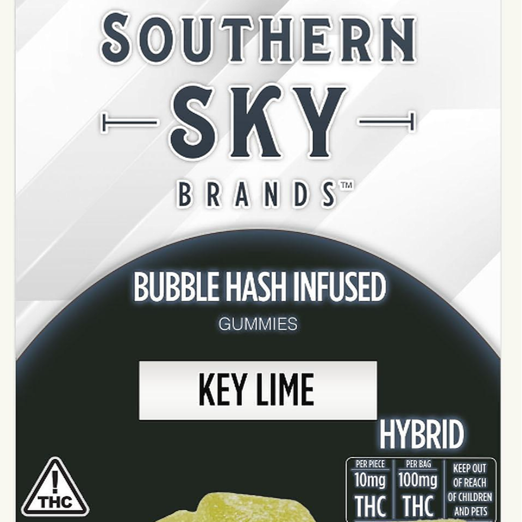 Southern Sky Brands: Key Lime Bubble Hash Gummies 100 mg (10.6mg THC ...
