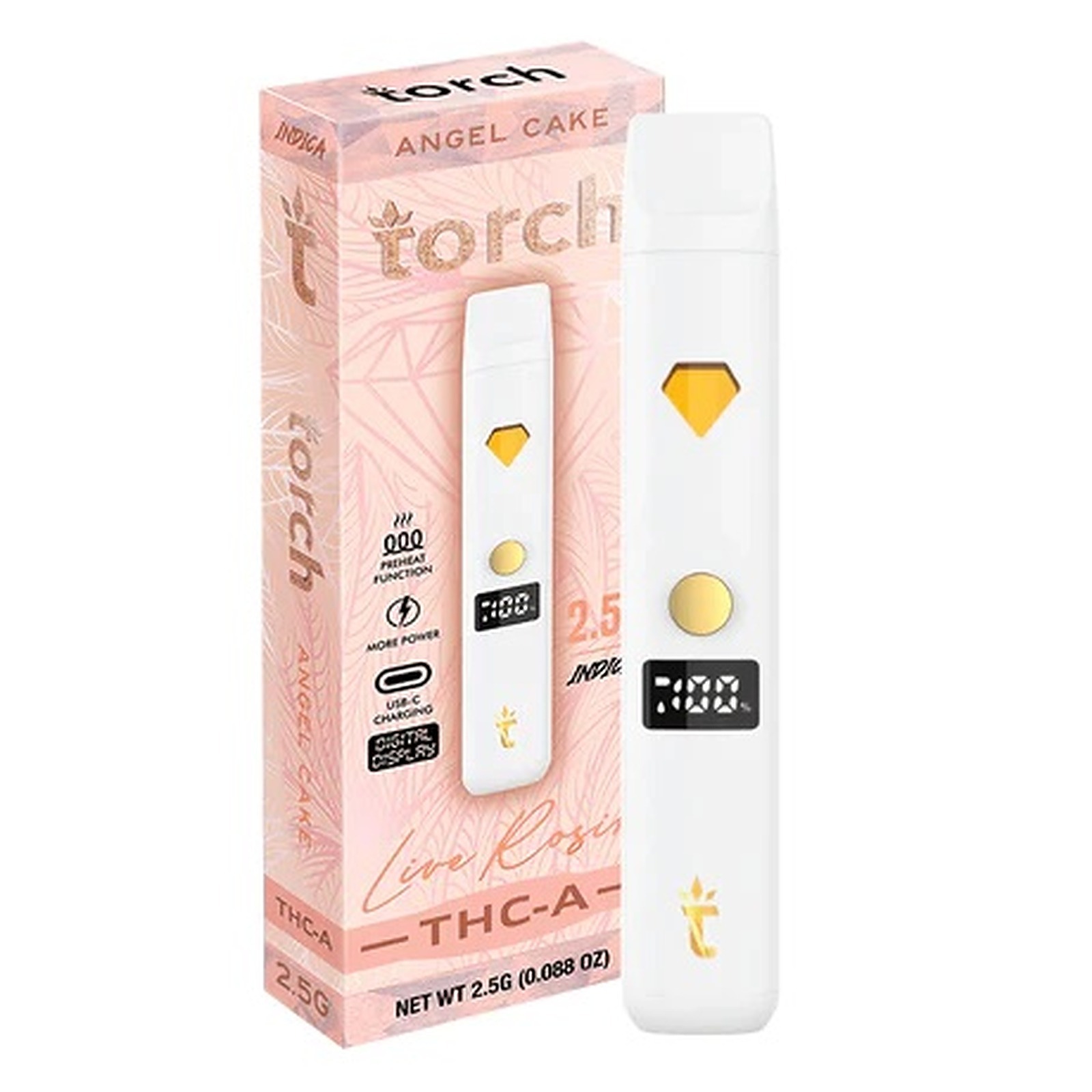 Zaleaf: LIVE ROSIN ANGEL CAKE INDICA TORCH THC-A DISPOSABLE VAPE PEN 2 ...