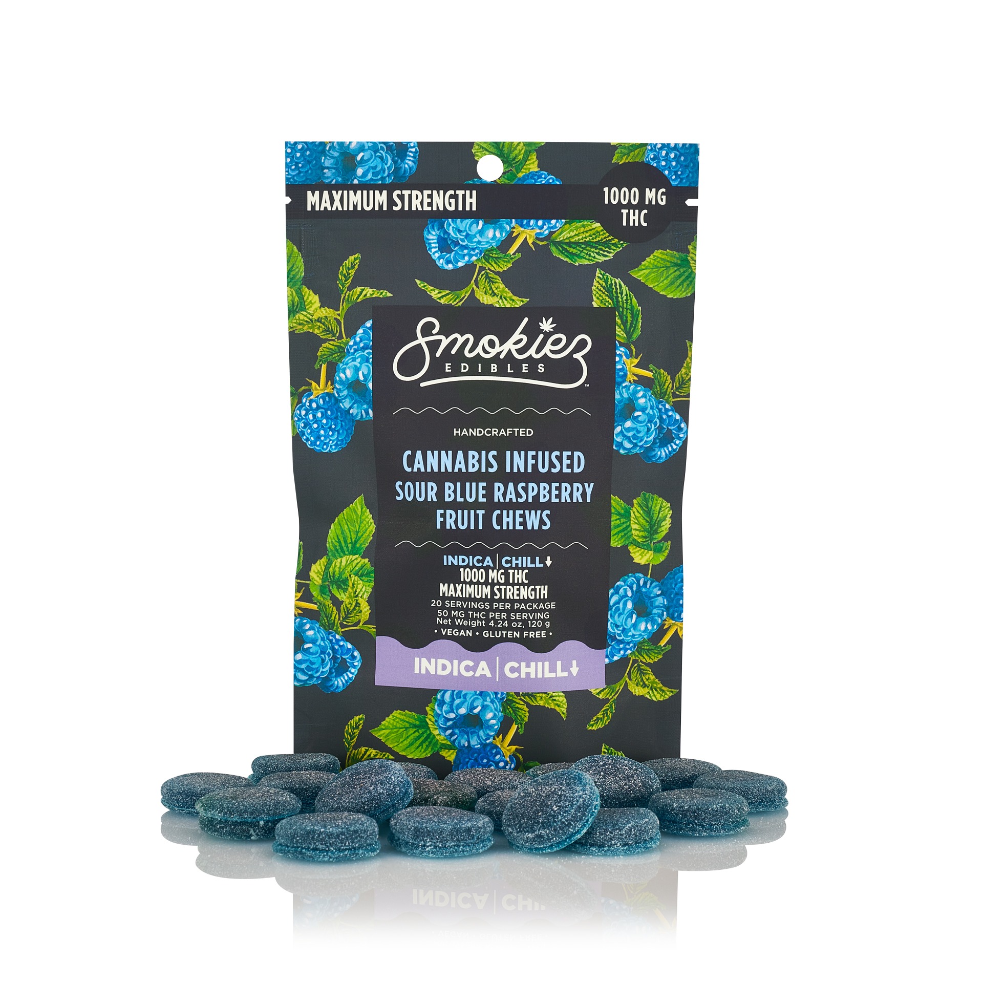 Smokiez Edibles: MAXIMUM STRENGTH Sour Blue Raspberry Indica 1000mg THC ...