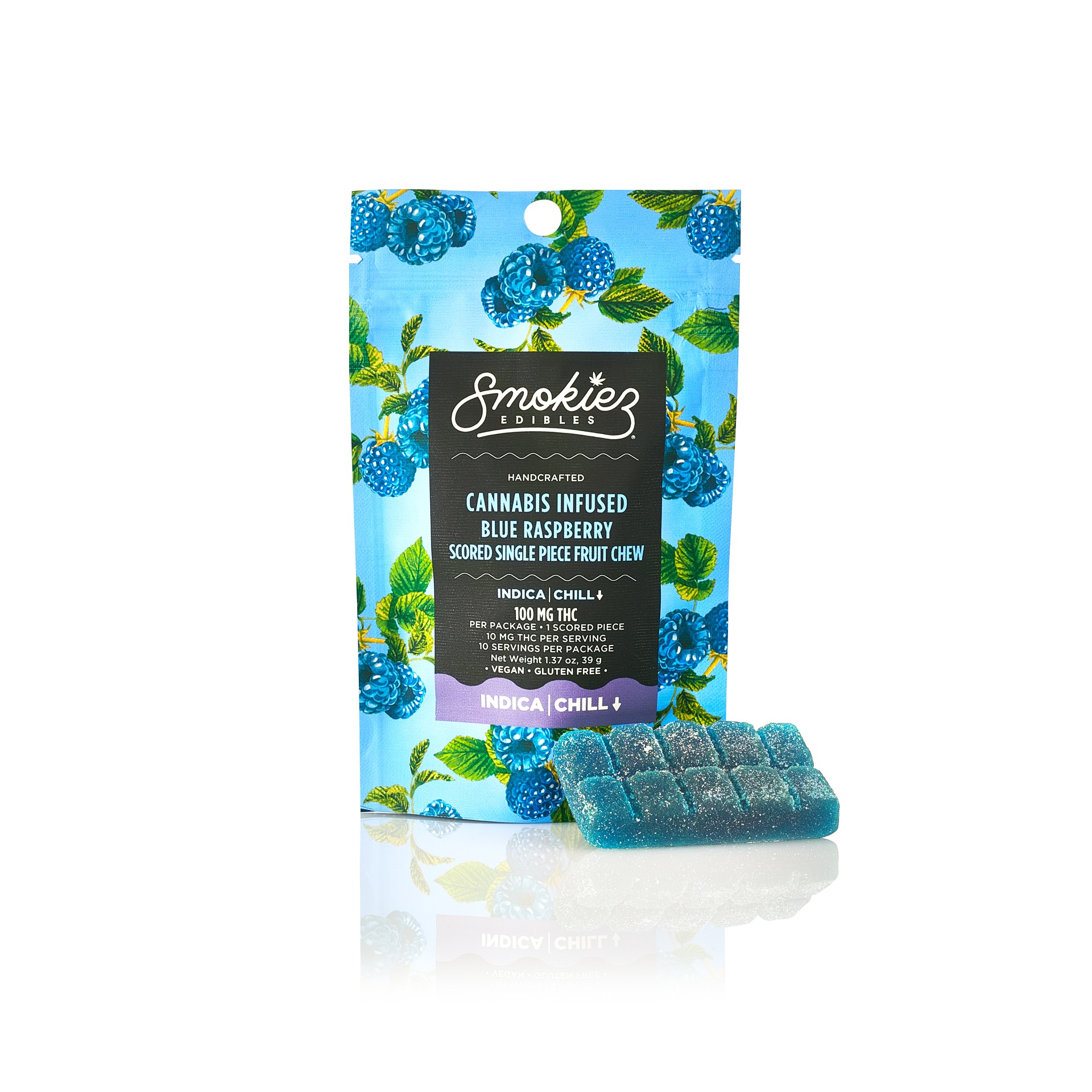Smokiez Edibles: Blue Raspberry Indica Scored-Single Piece 100mg THC ...
