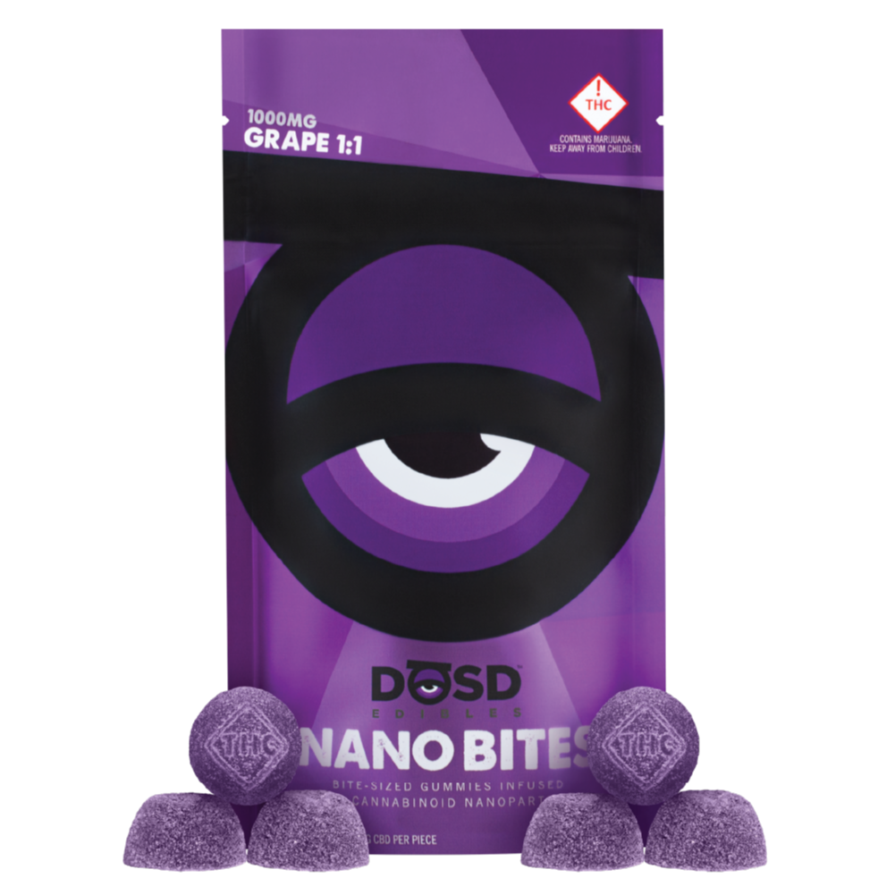 DŌSD Edibles: Nano Bites - Grape 1:1 1000mg | Leafly