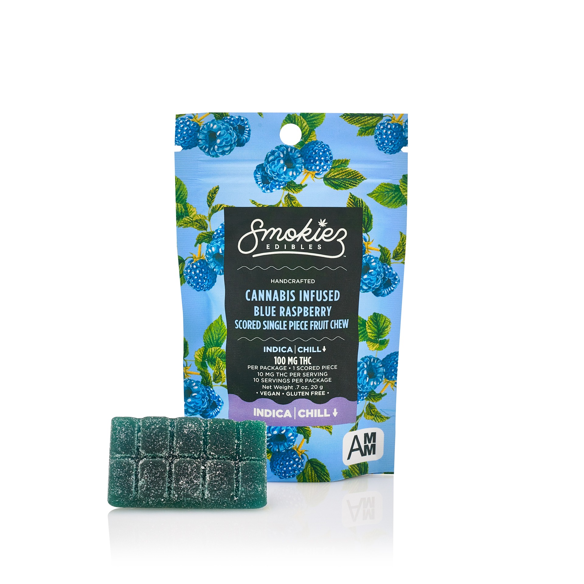 Smokiez Edibles: Blue Raspberry Indica Scored-Single Piece 100mg THC ...