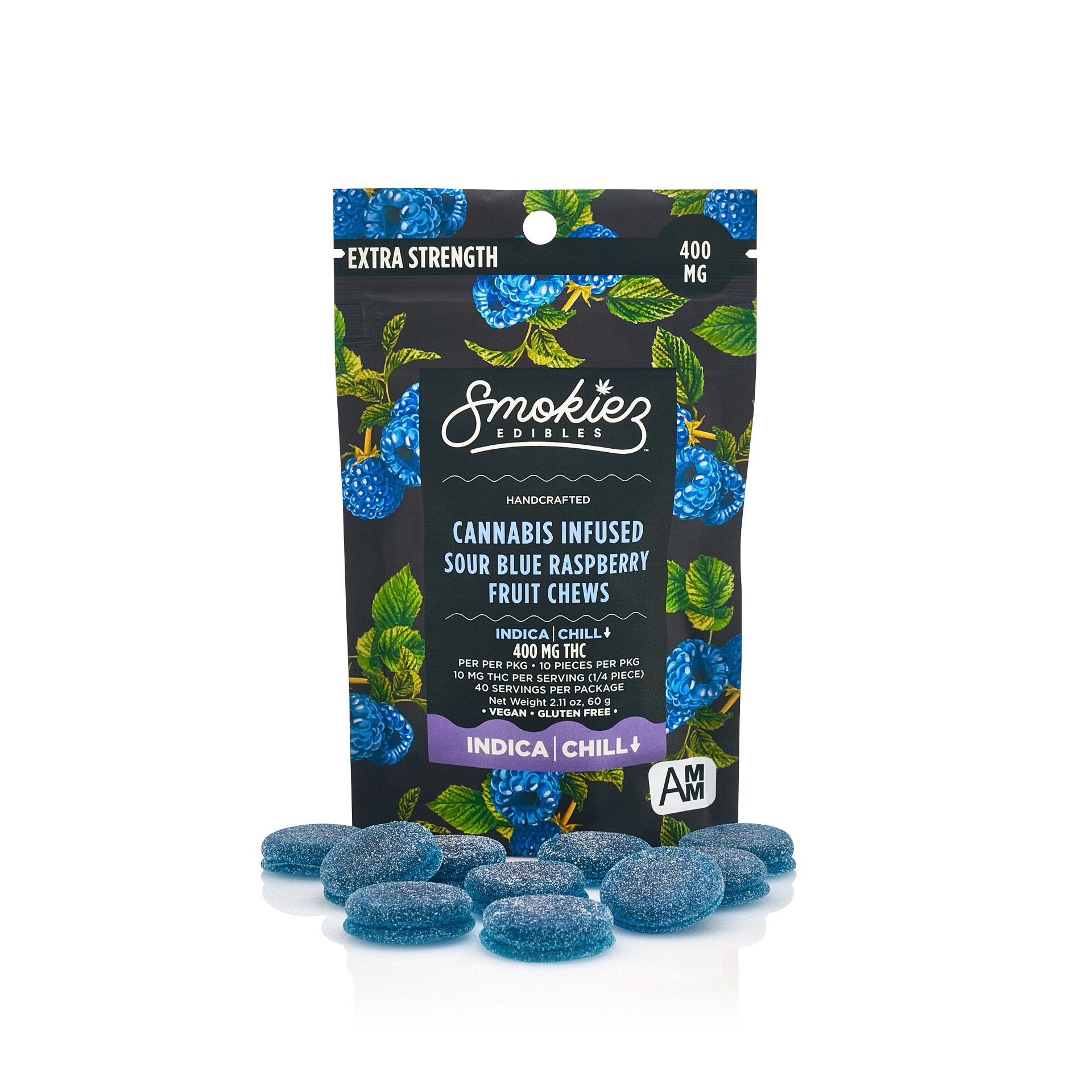 Smokiez Edibles: Extra Strength Sour Blue Raspberry Indica 400mg THC ...