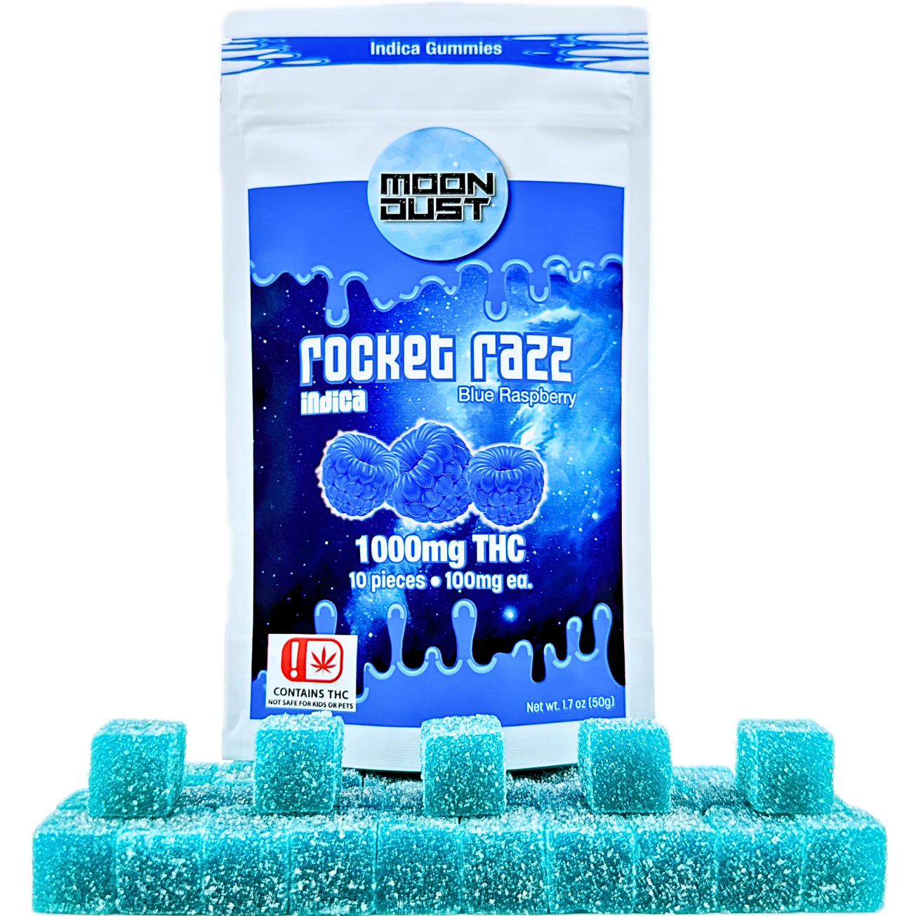 MOONDUST: 1000MG THC GUMMIES - ROCKET RAZZ - INDICA | Leafly