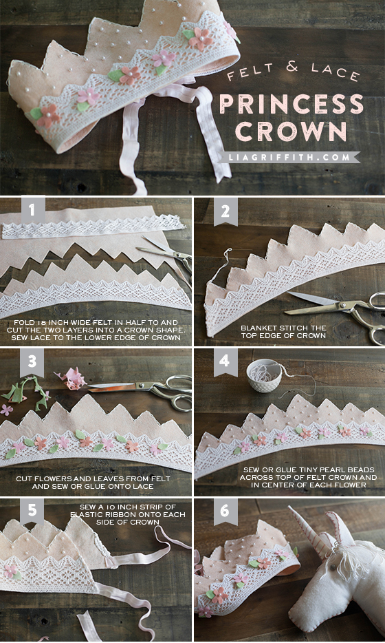 DIY Felt And Lace Princess Crown