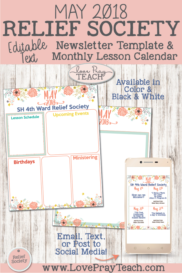 Paper LDS Relief Society Newsletter Template Printable Newsletter Template Printable LDS