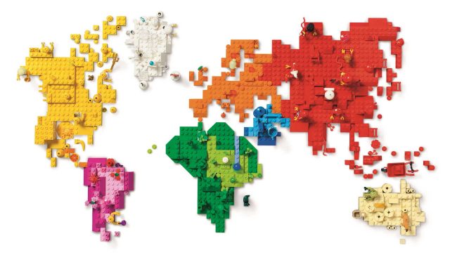 Various interpretations of world maps built with LEGO bricks - The ...