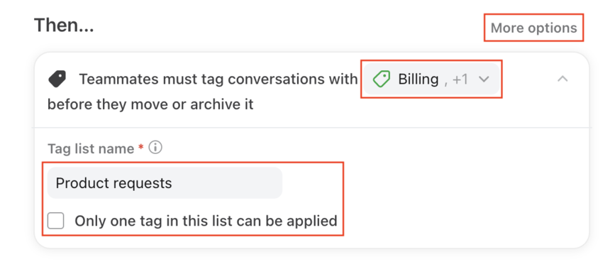 Required tagging - Rules - Front Help Center