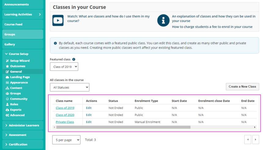 Understanding classes - Guide: OpenLearning Basics - OpenLearning Help ...