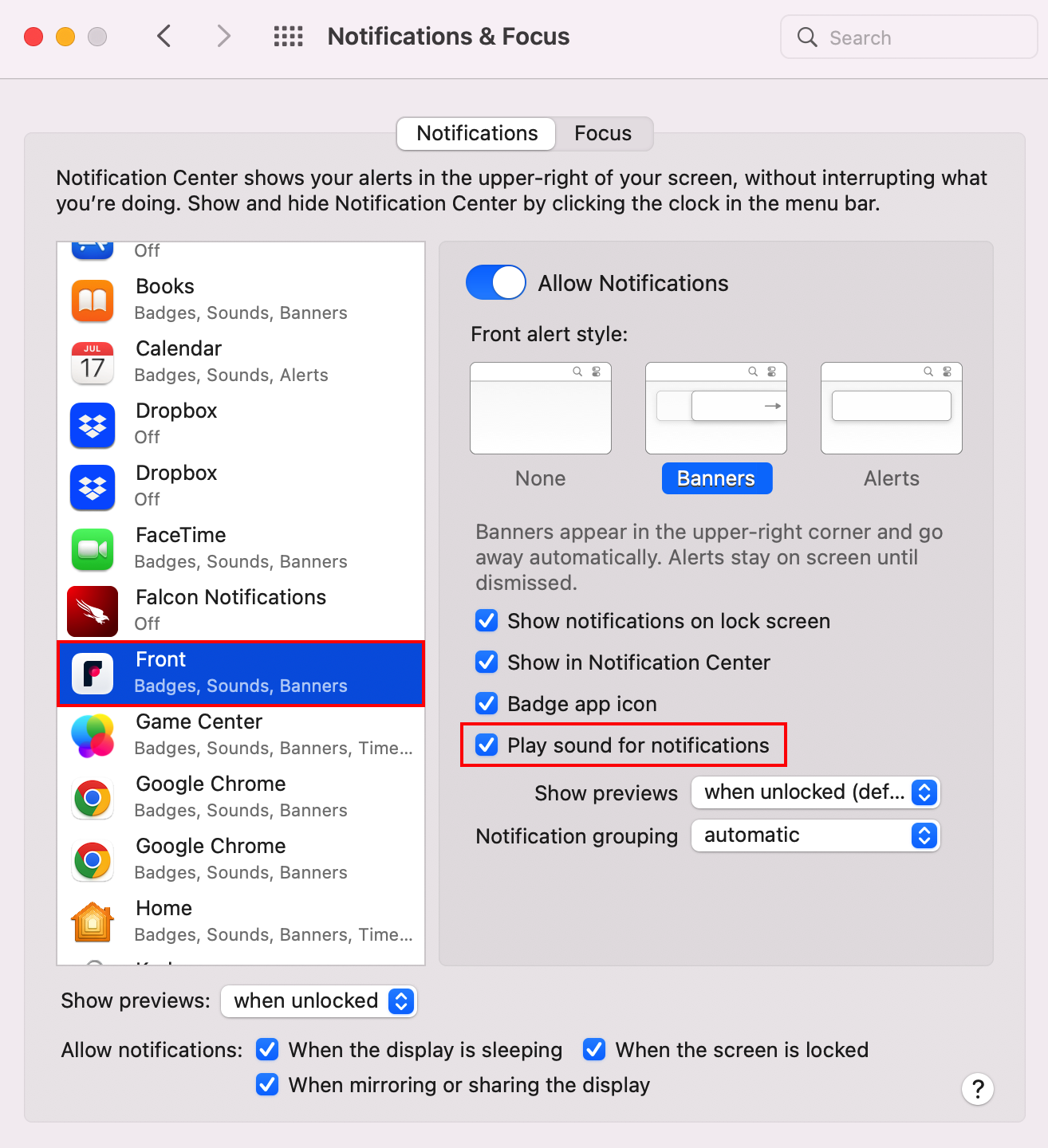 How To Turn On off Sound Notifications Notifications Front Help Center