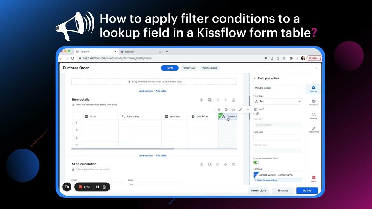Product Tip: How to apply filter conditions to a lookup field in a Kissflow form table - Tips ...