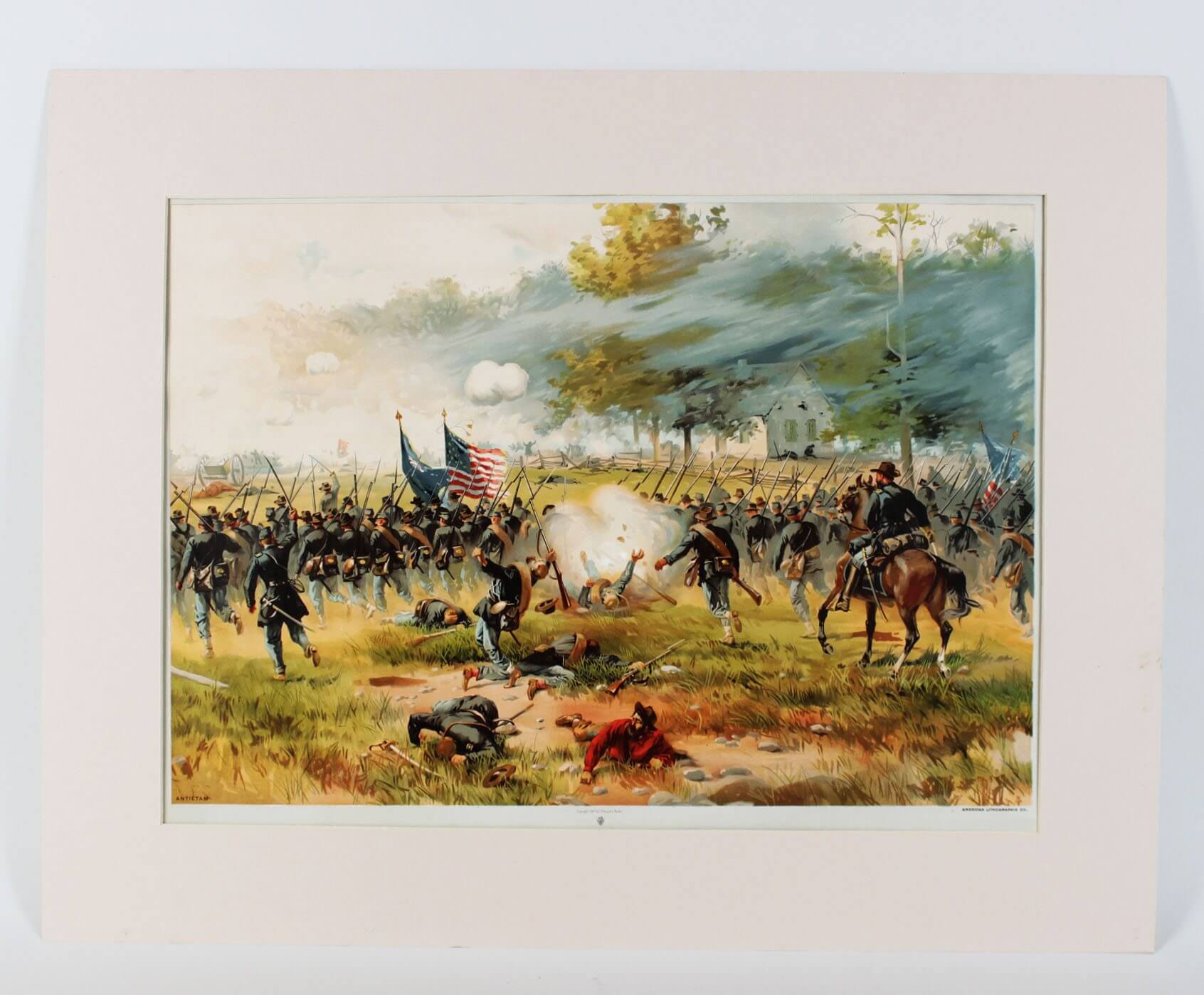 1887 American Lithographic Co. -Antietam Civil War Print Lithograph- L ...