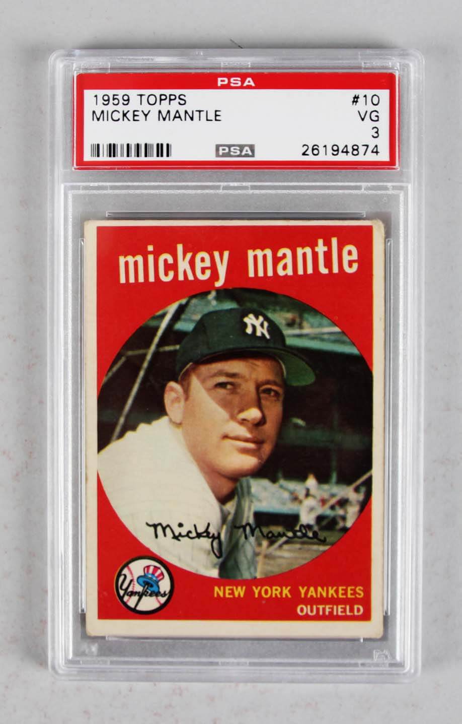 1959 Topps Baseball – New York Yankees Mickey Mantle Card #10 Psa