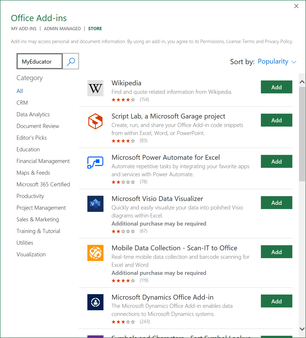 MyEducator - Installing the MyEducator Add-in for Excel