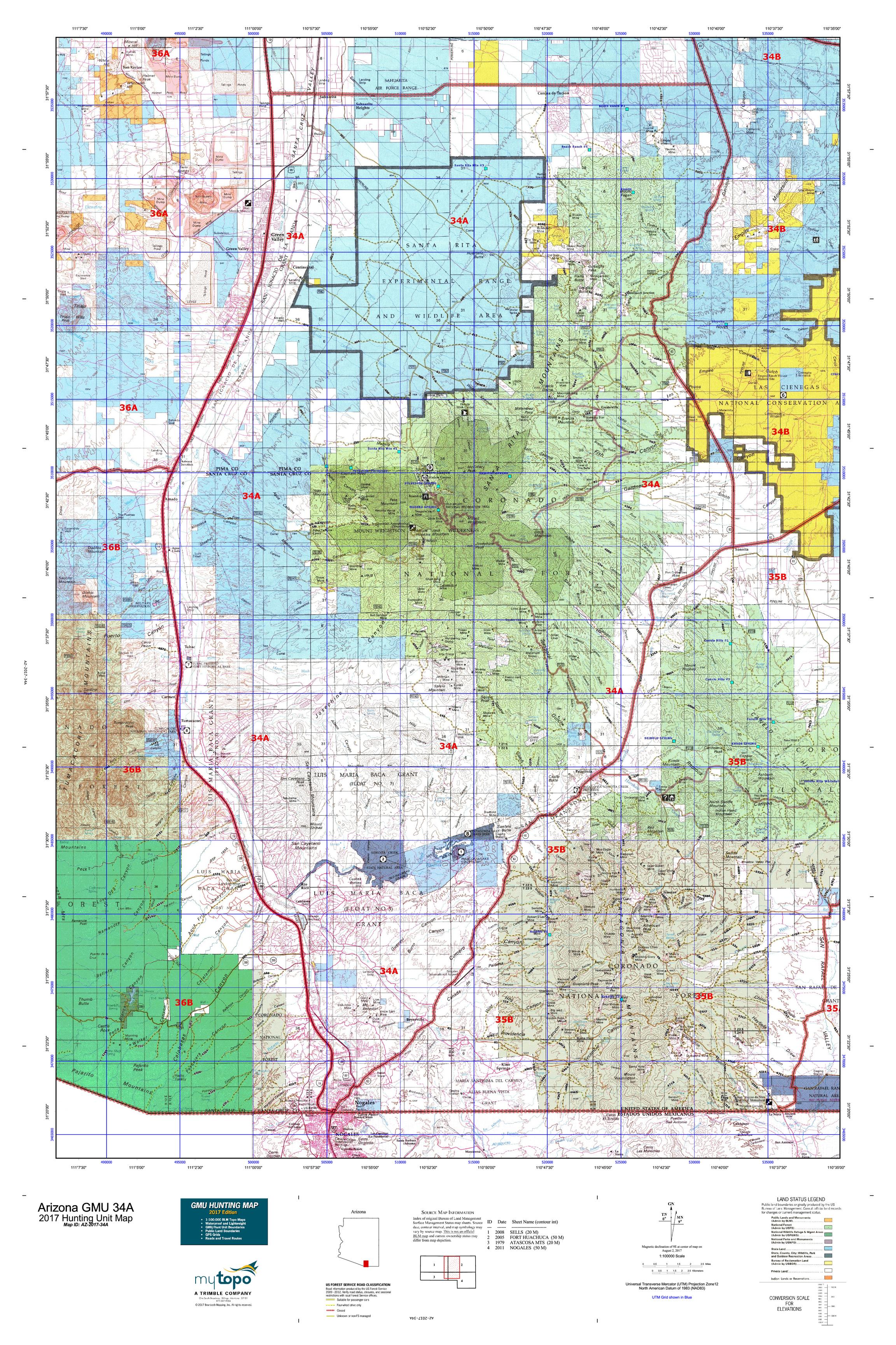 Arizona GMU 34A Map | MyTopo